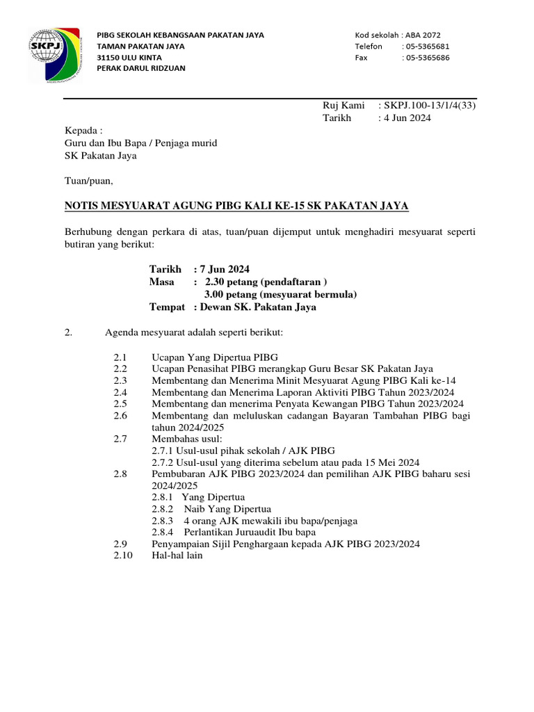 Notis Panggilan Agm 15 | PDF