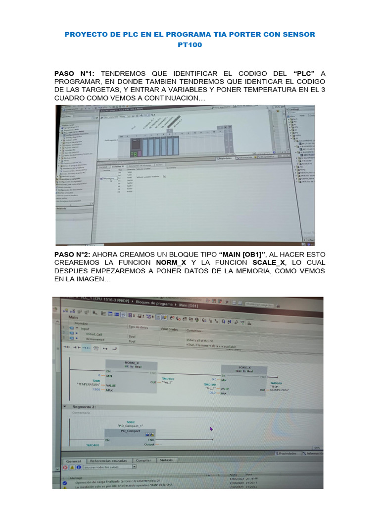 Proyecto de PLC en El Programa Tia Porter Con Sensor PT100 | PDF