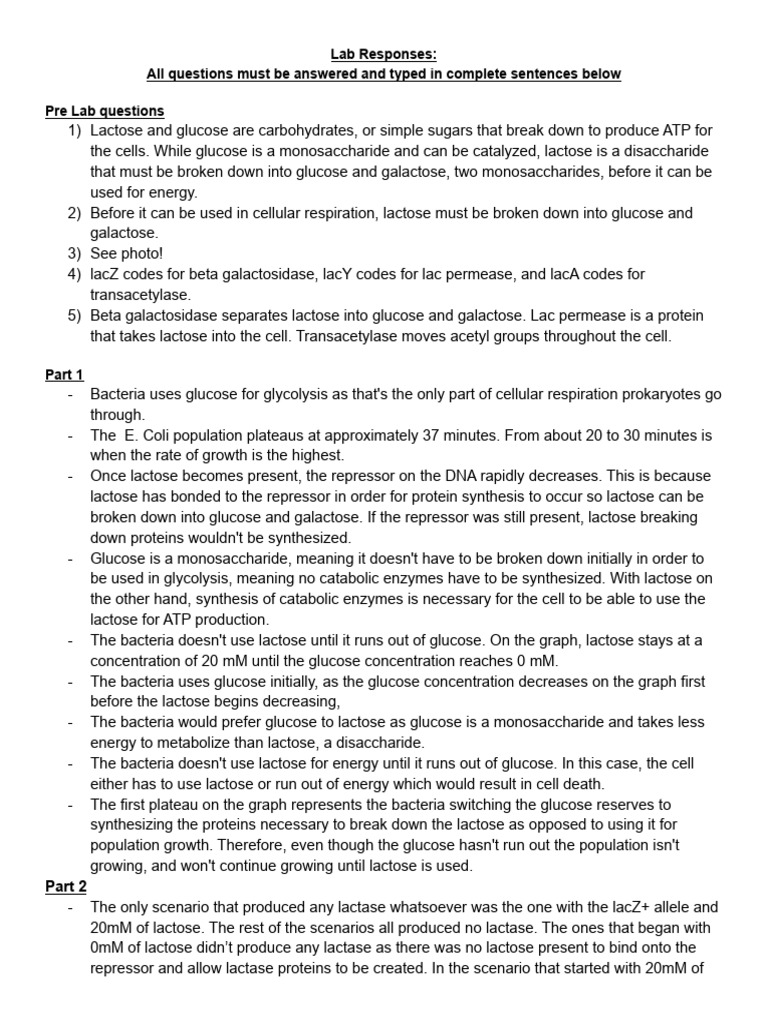 Lac Operon Data Sheet | PDF | Repressor | Operon