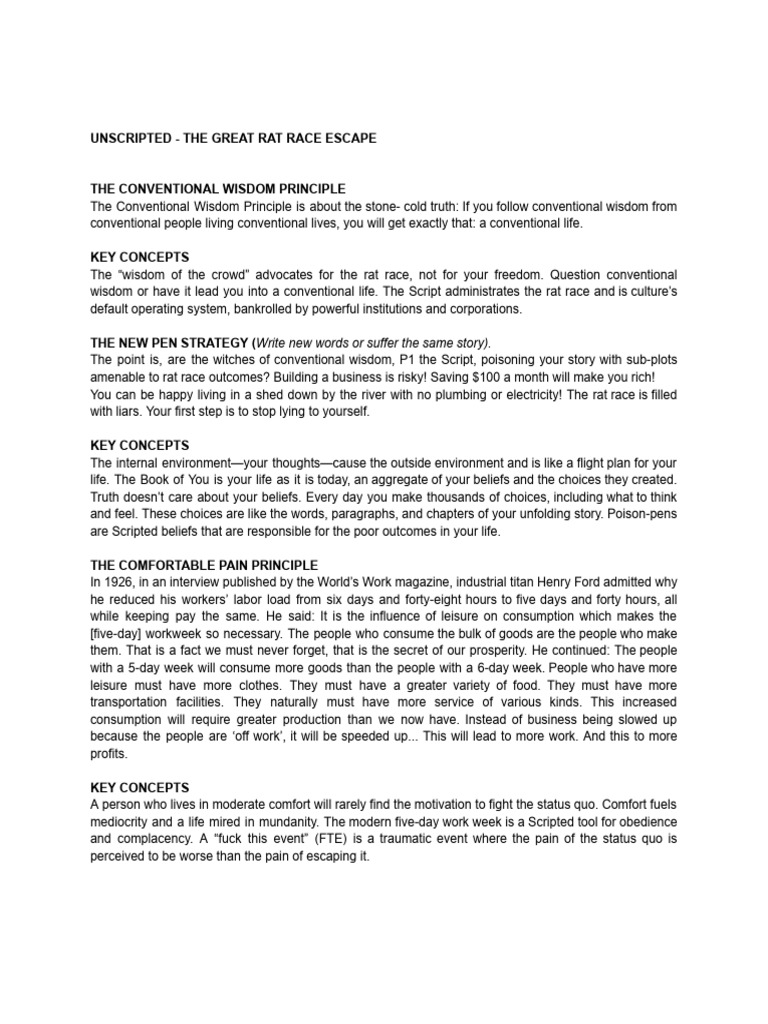 Unscripted - The Great Rat Race Escape Key Points | PDF | Wealth | Salary