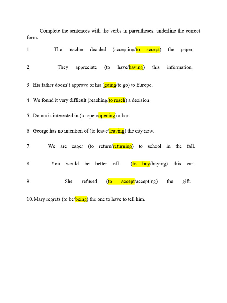 Verb Complement Exercises with Answers | PDF | Language Arts & Discipline