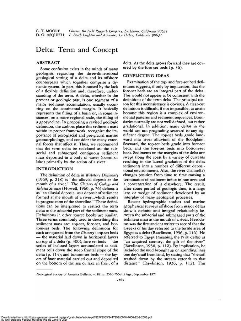 MOORE & ASQUITH, 1971. Delta Term and Concept | PDF | Continental Shelf ...