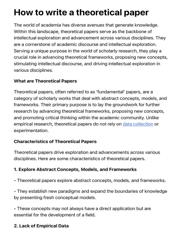 How To Write A Theoretical Paper? - CW Authors | PDF | Theory | Concept