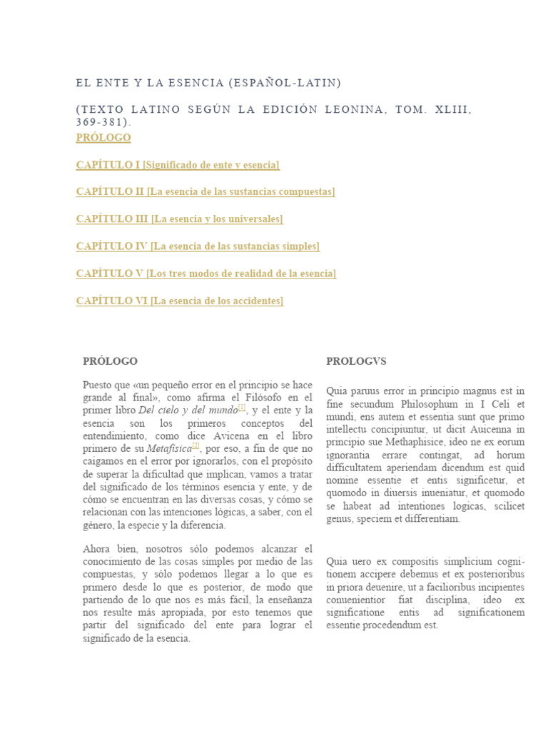 Ente y Esencia: Análisis Filosófico | PDF | Esencia | Metafísica