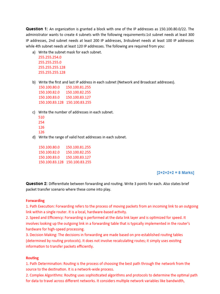 assignment 4 sol | Download Free PDF | Routing | Computer Network