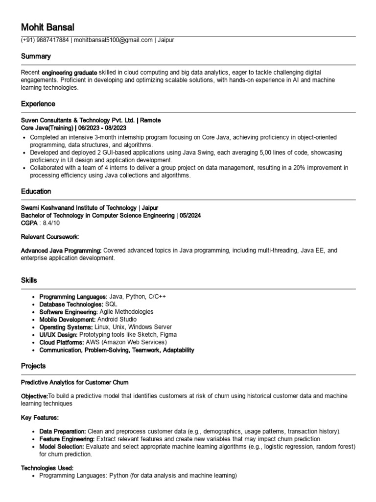 My Resume | PDF | Java (Programming Language) | Computer Programming