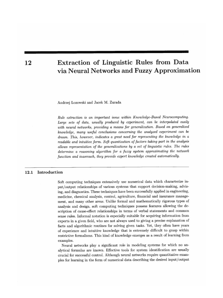 Extraction Of Linguistic Rules From Data Via Neural Networks And Fuzzy Approximation Pdf 