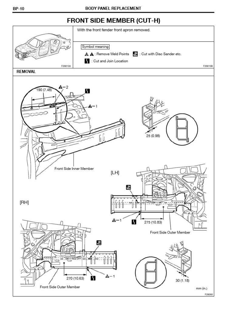 Front Side Member (Cut-H) : Body Panel Replacement BP-10 | PDF ...