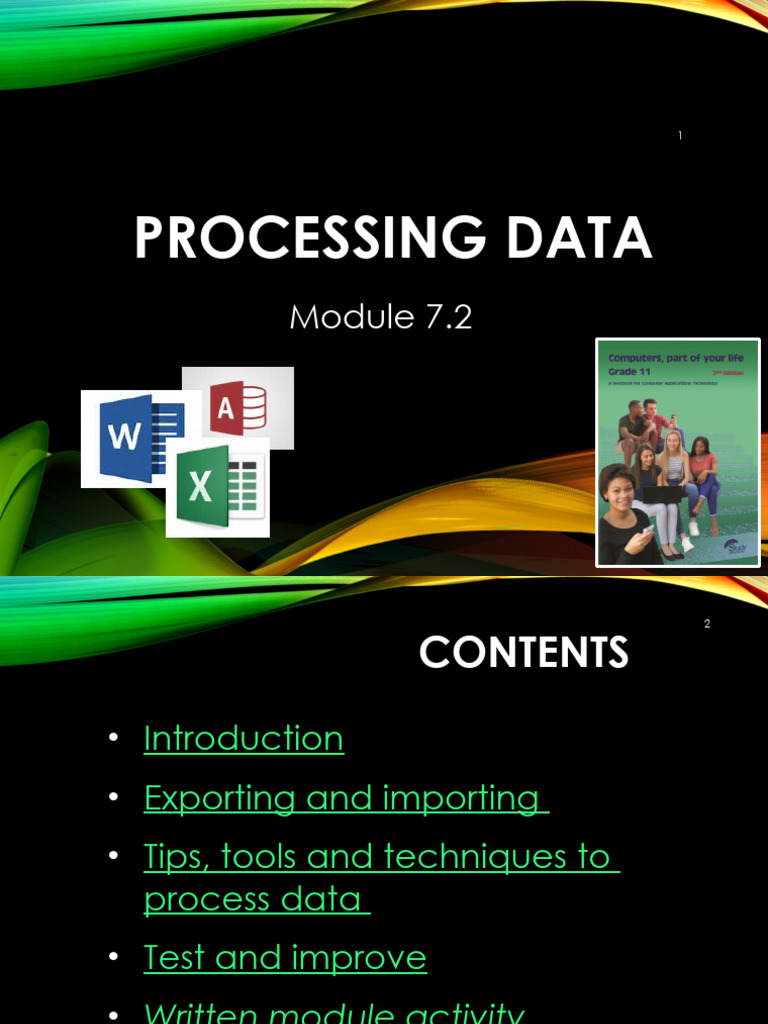 7 - 2 Processing Data | PDF | Databases | Microsoft Excel