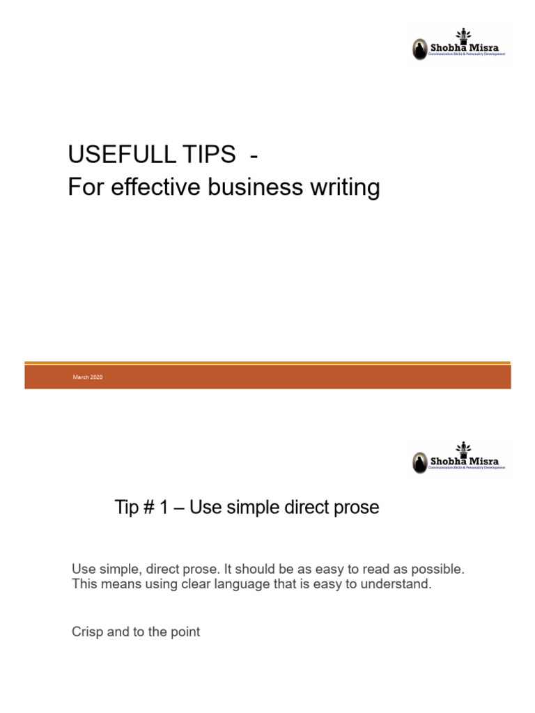 Tips For Crisp Writing - Businaess Communication | PDF | Word ...