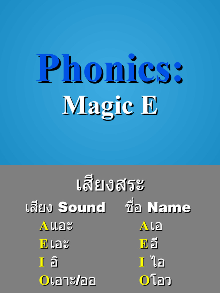 Phonics - Teaching Sounds 03 - Magic E | PDF