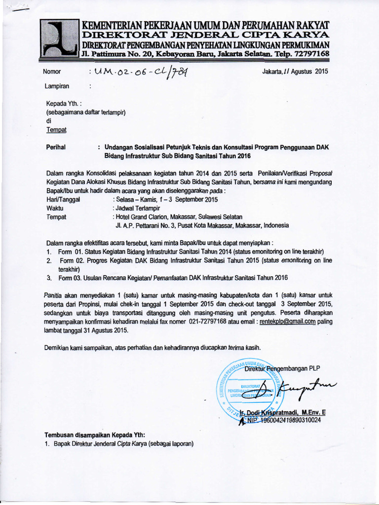 Contoh Undangan Pelatihan Undangan DAK | PDF