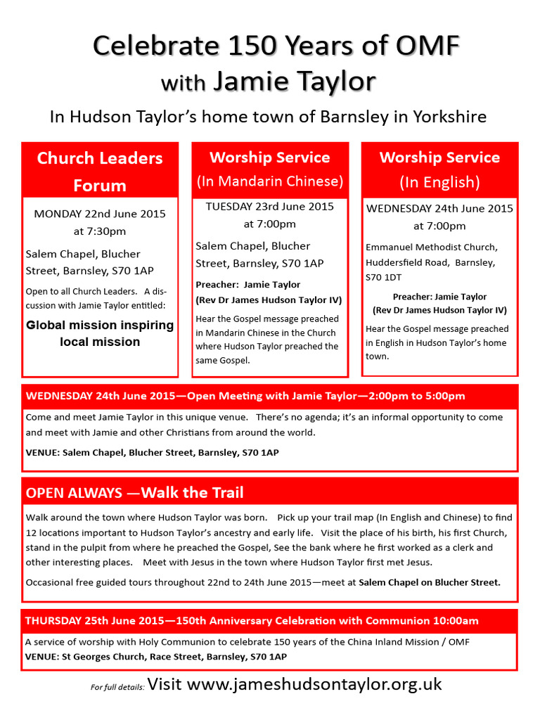 Hudson Taylor Flyer | PDF | Christian Denominational Families ...