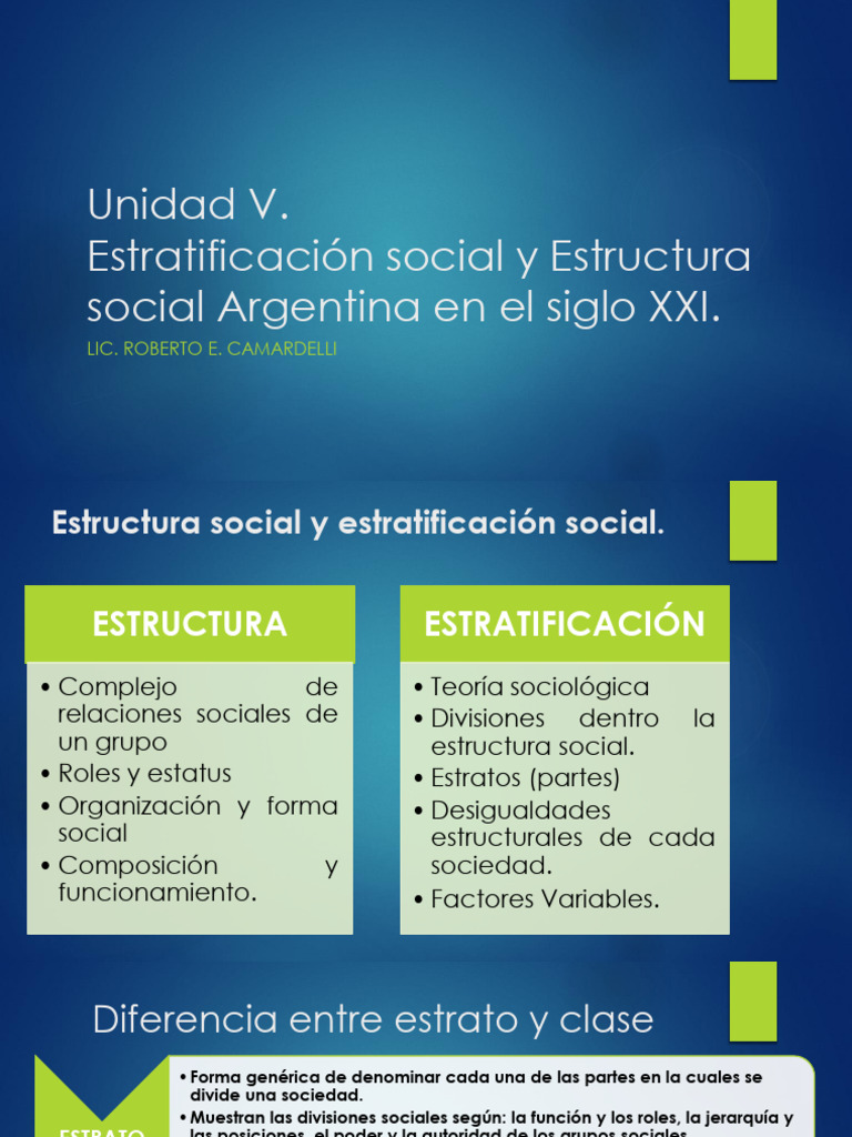Clase. Estratificación Social y Estructura Social Argentina Actual | PDF | Estratificación ...