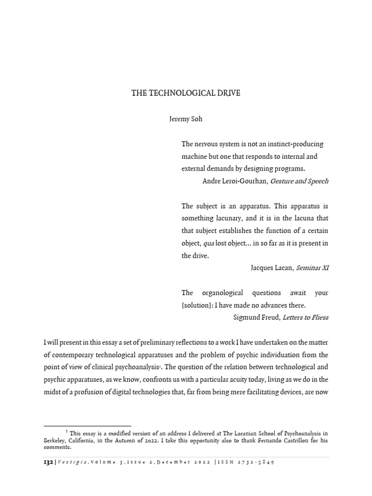The_Technological_Drive | PDF | Jacques Lacan | Psychoanalysis