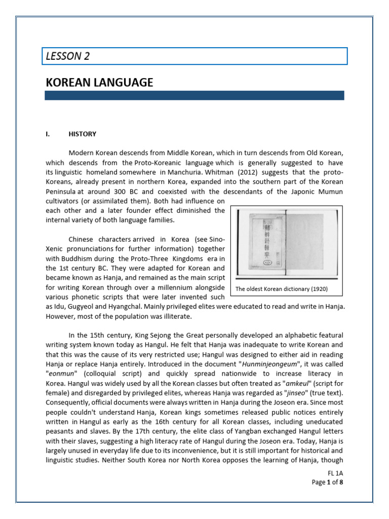 Korean Language: Lesson 2 | PDF | Korean Language | Human Communication