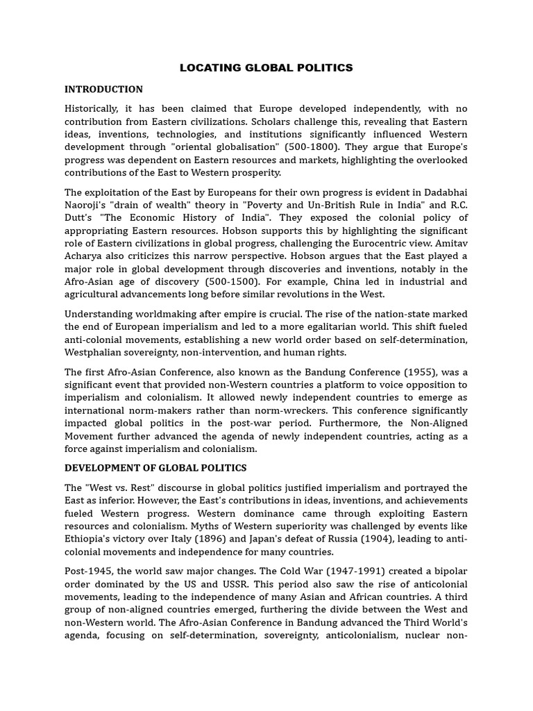 Eastern Influence on Global Politics | PDF | Imperialism | Decolonization