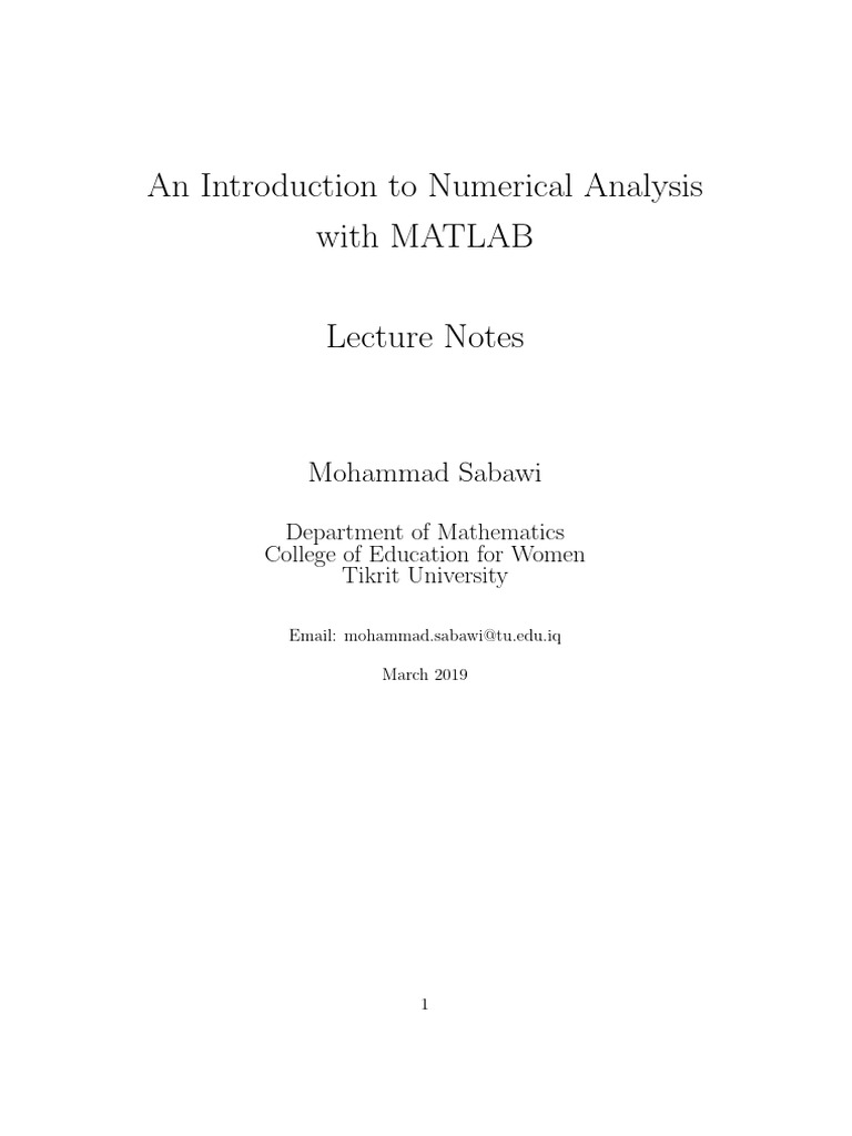 Numerical Analysis With_matlab | PDF | Numerical Analysis ... Numerical Analysis With_matlab | PDF | Numerical Analysis ...