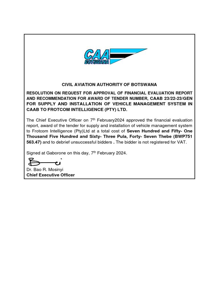 Resolution - Fleet Management Tender | PDF | Business