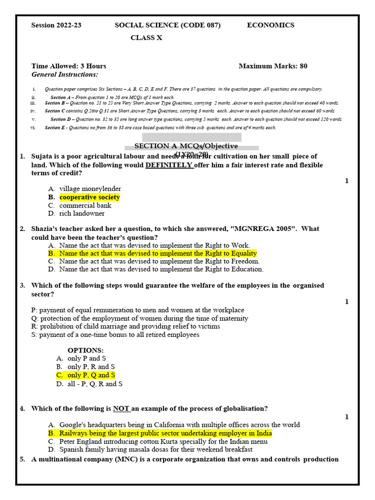 SS-PQ Eco Ans 80 Marks | PDF | Loans | Collateral (Finance)