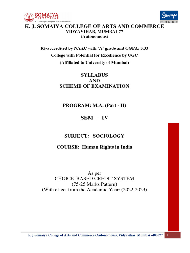 MA SEM+IV Human+Rights | PDF | Human Rights | Sociology