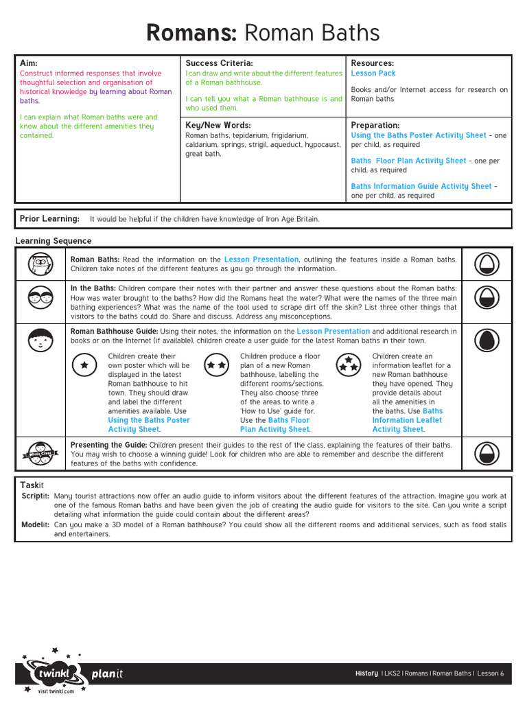 Lesson Plan Roman Baths | PDF | Religion & Spirituality