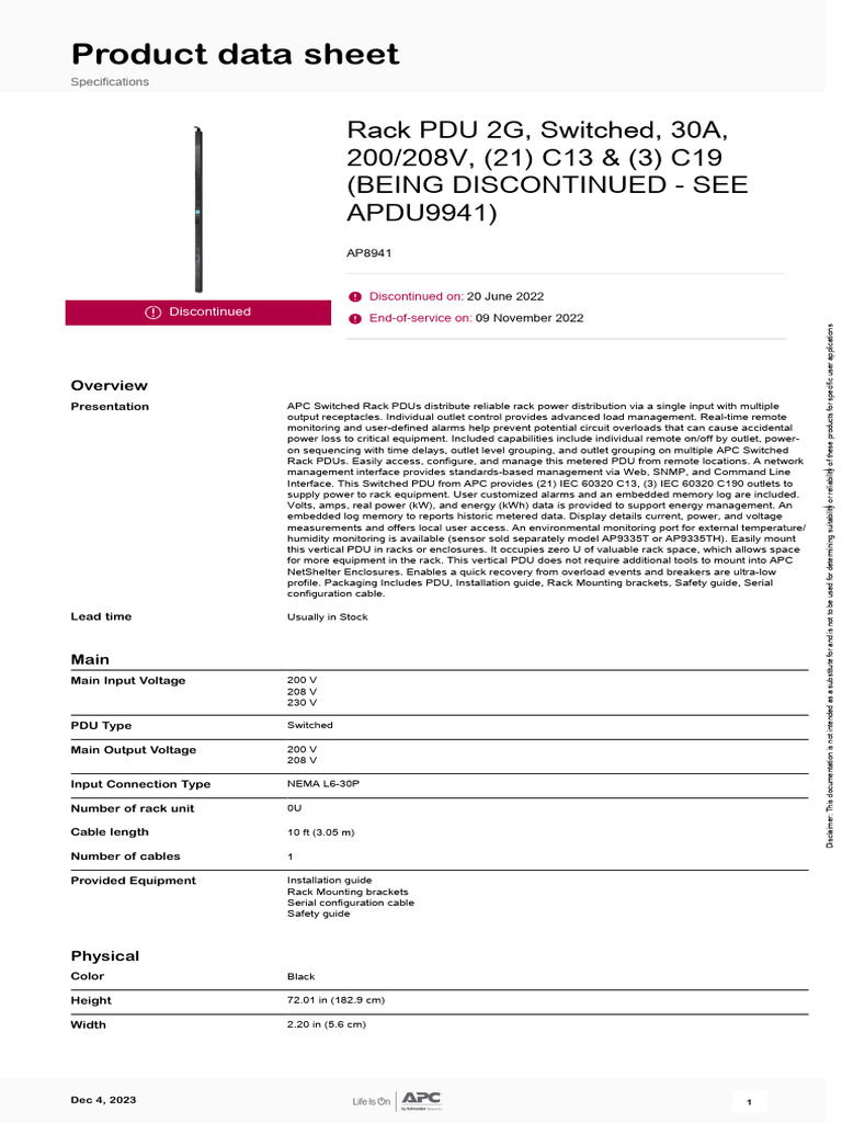 NetShelter Switched Rack PDUs_AP8941 | PDF | Electrical Engineering ...