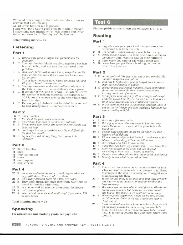 B1 - Test 6 - Answers | PDF