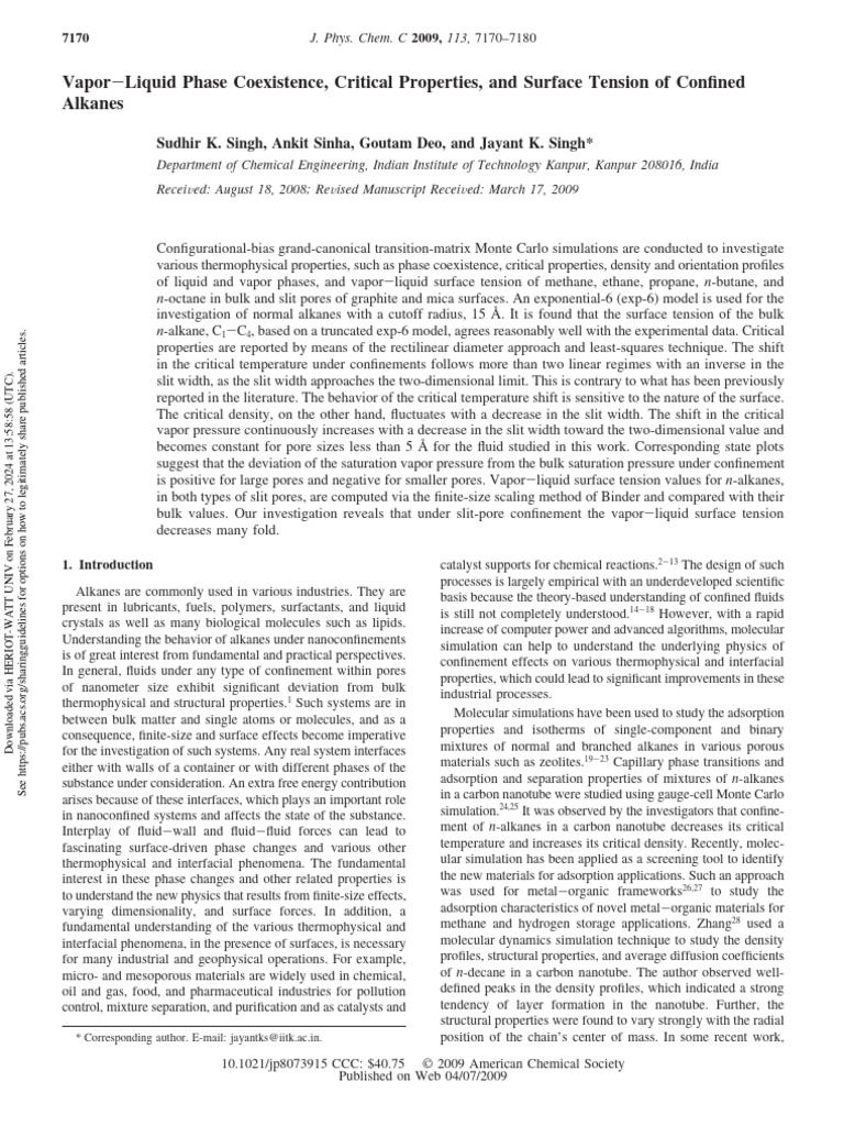 Singh Et Al 2009 Vapor Liquid Phase Coexistence Critical Properties and ... Singh Et Al 2009 Vapor Liquid Phase Coexistence Critical Properties and ...