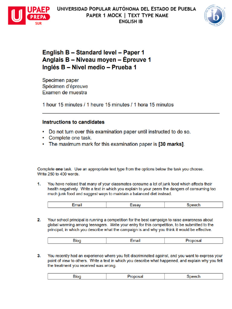 Paper 1 Template IB - 6th Semester | PDF