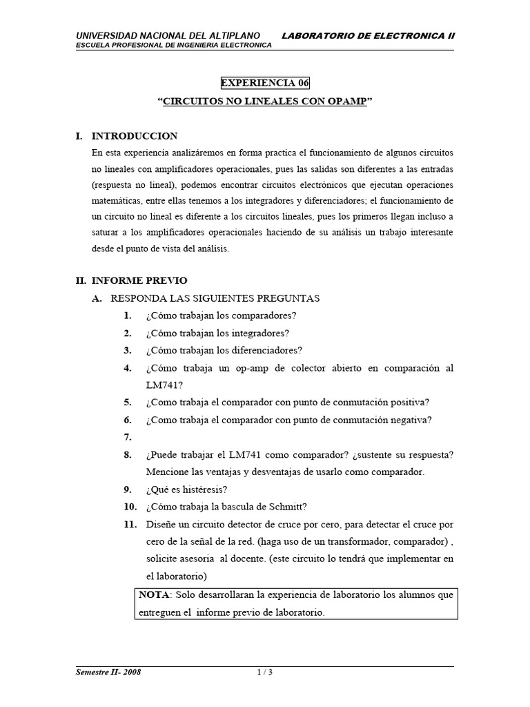 Lab Ii Experiencia 06 Pdf Electrónica Electromagnetismo 