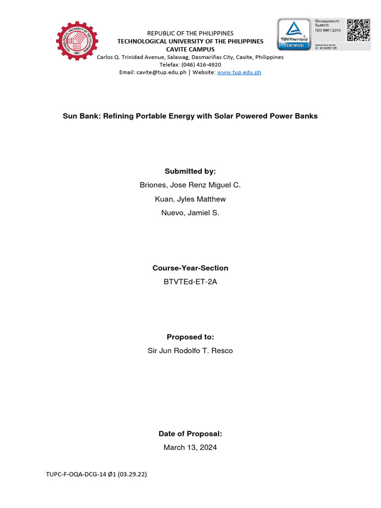 Solar Project Proposal | Download Free PDF | Solar Power | Battery Charger