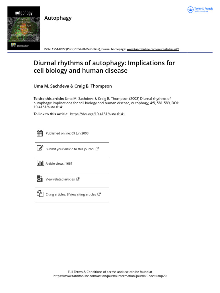 Diurnal Rhythms of Autophagy Explained | PDF | Clock | Autophagy