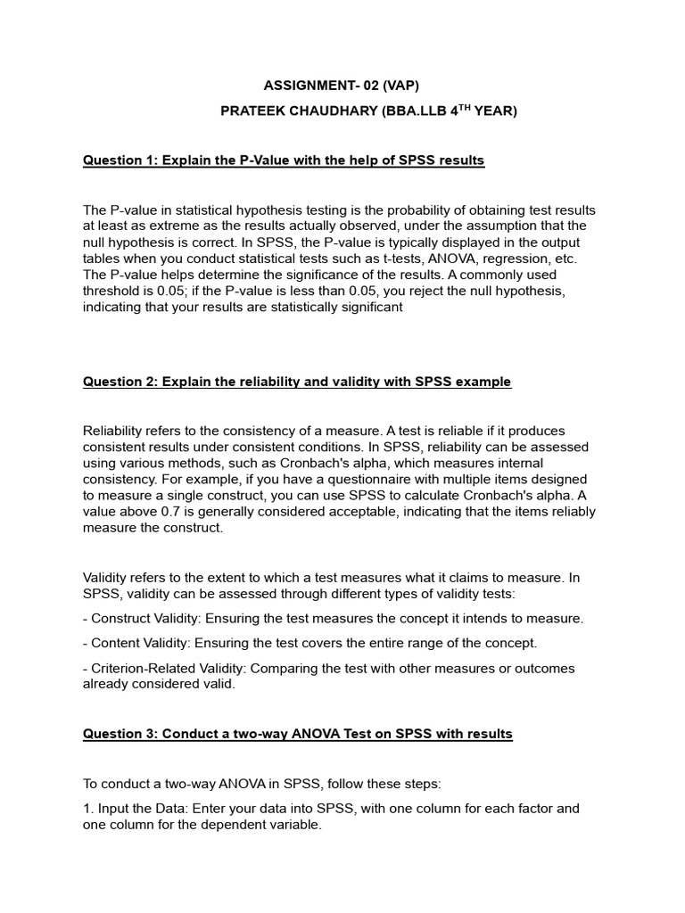 Assignment 02 (Vap) PC | PDF | P Value | Analysis Of Variance