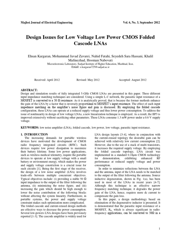 3 E Kargaran M J Zavarei N Fatahi S S Ha | PDF | Amplifier | Cmos