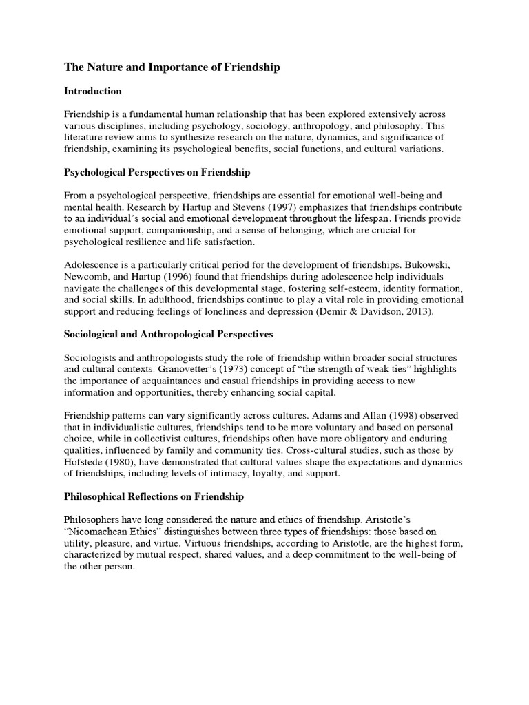 The Importance of Friendship Explained | PDF | Friendship | Psychology