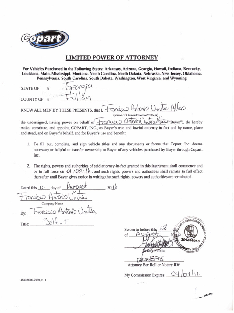 Limited Power of Attorney | PDF