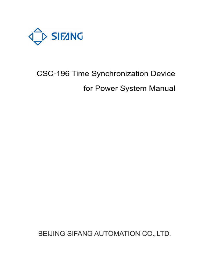 CSC-196 Time Synchronization Device for Power System Manual (CD2015072 ...