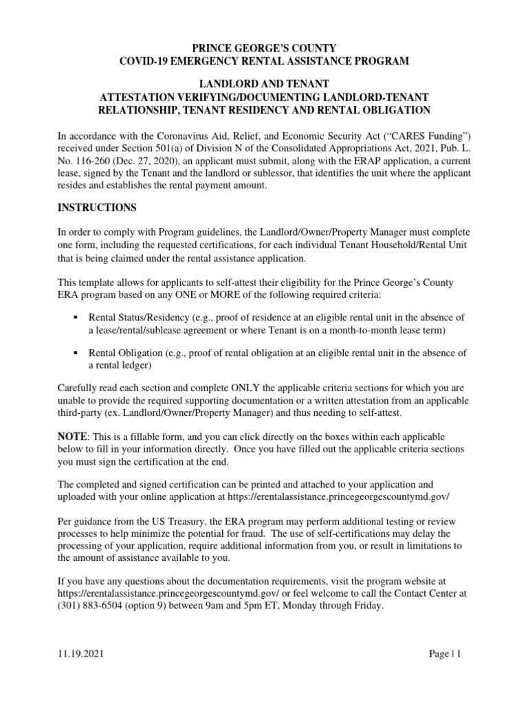 ERA Program - Tenant Eligibility Attestation) (19) N | PDF | Lease ...