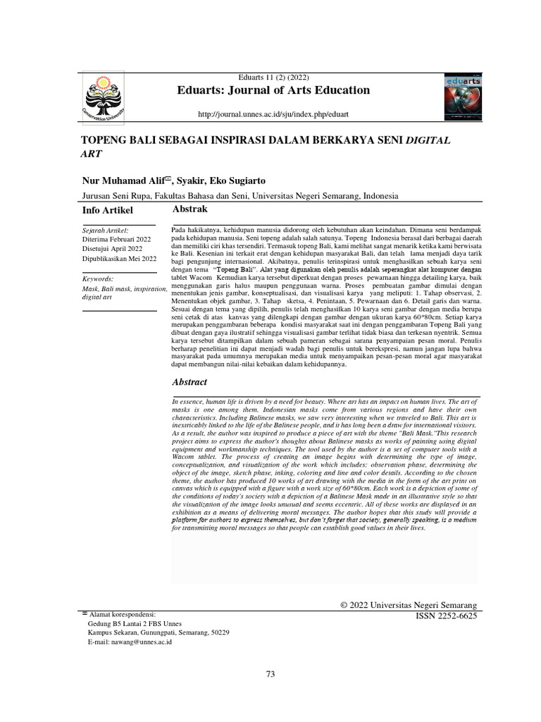 Topeng Bali Sebagai Inspirasi Dalam Berkarya Seni Digital Art | PDF