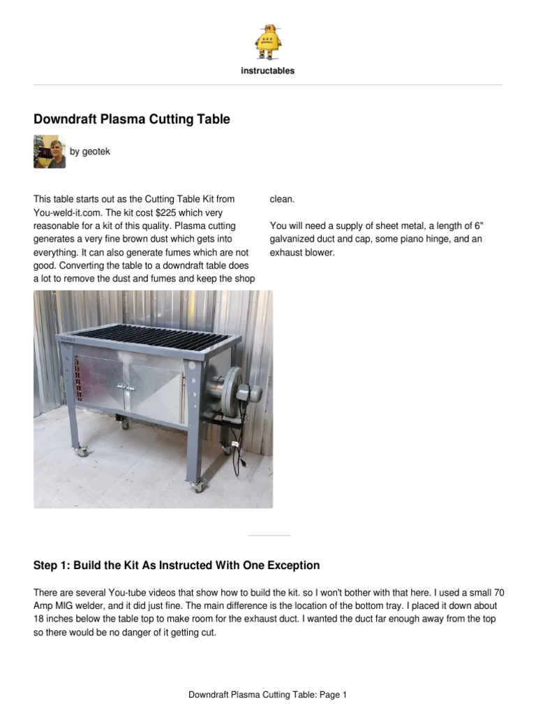Downdraft-Plasma-Cutting-Table | PDF | Duct (Flow) | Sheet Metal