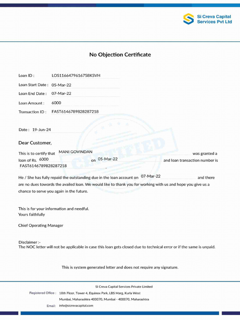 Noc Letter Los1166479616758ksvh | PDF