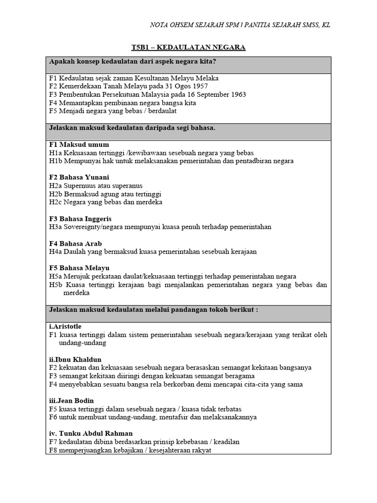 Nota OHSEM Sejarah SPM Q&A T5 | PDF