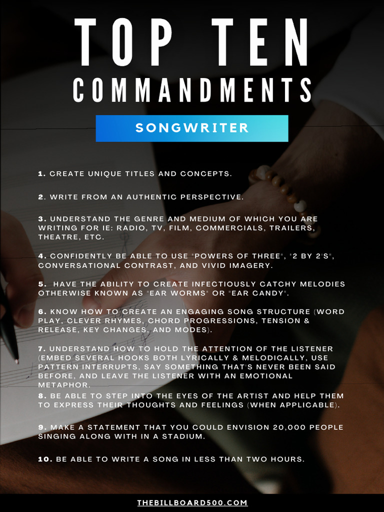 Songwriter Top Ten Commandments | PDF | Art | Young Adult