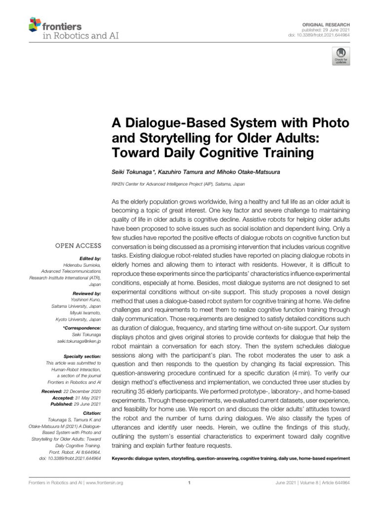 A Dialogue-Based System With Photo and Storytelling For Older Adults ...