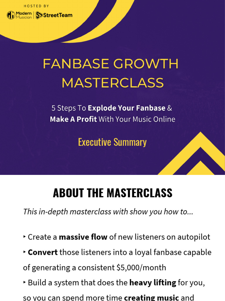 Fanbase Growth Masterclass - Executive Summary v1.0 | PDF | Fandom | Social Media