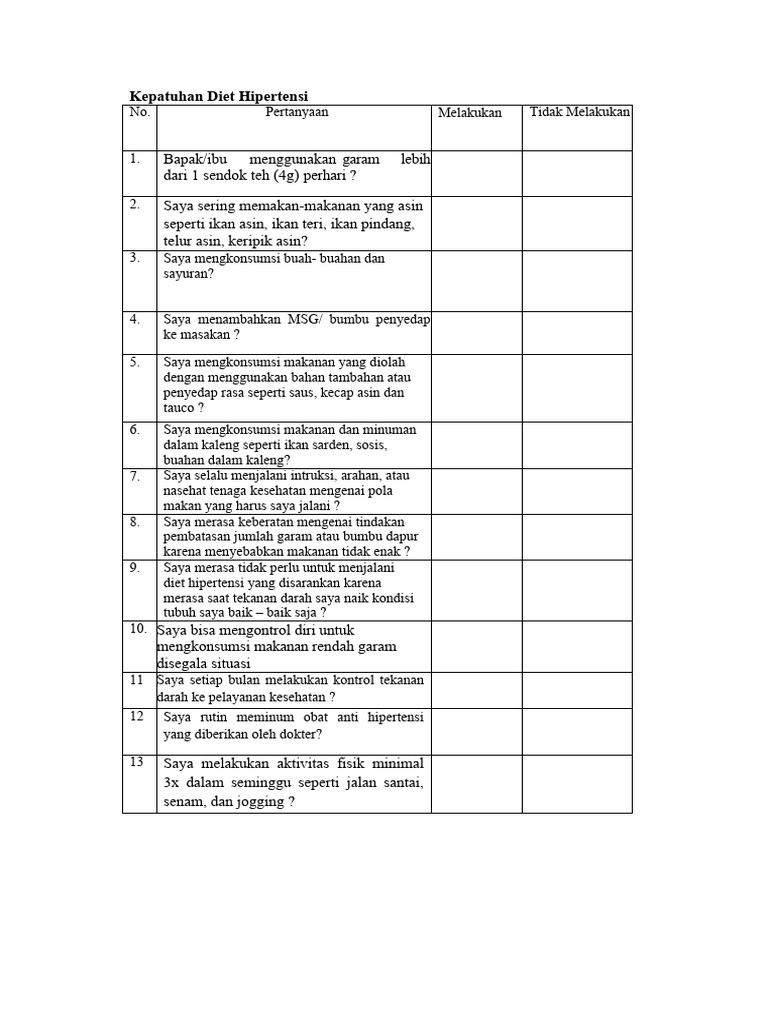 Kuesioner Mini Pro Fix | PDF | Gaya Hidup