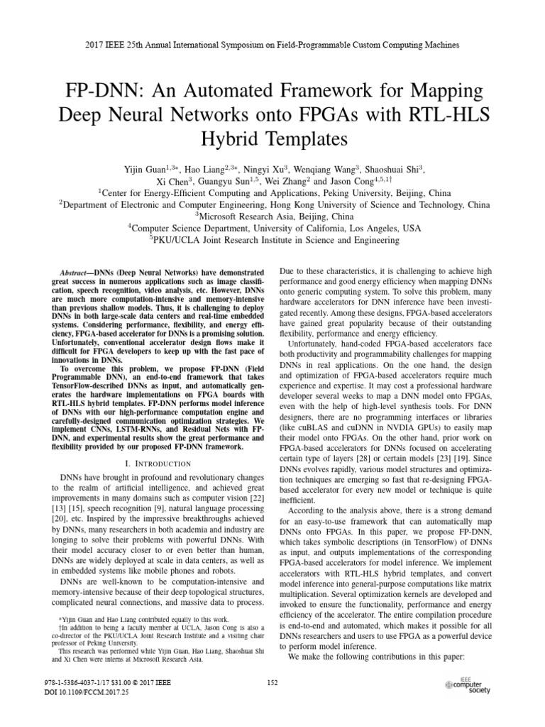 FP-DNN An Automated Framework For Mapping | PDF | Deep Learning | Field Programmable Gate Array