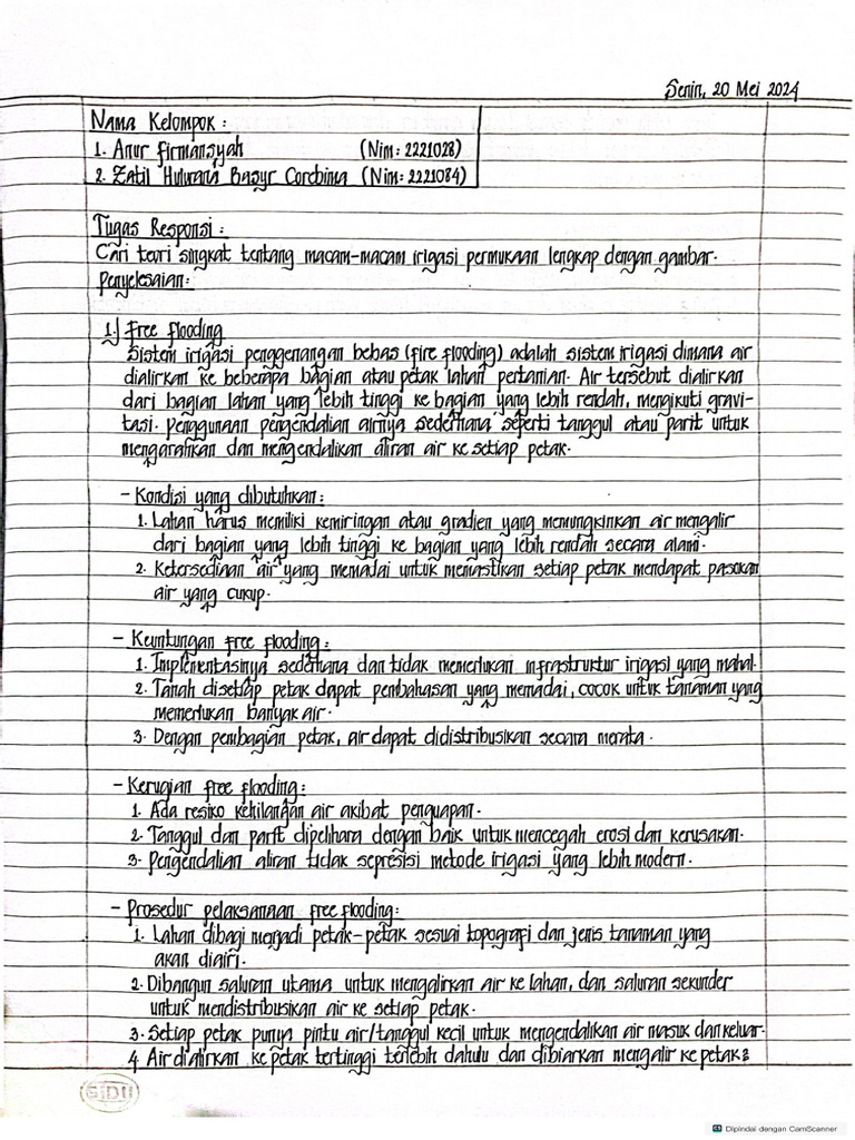 Tugas Responsi Ke-1 Sistem Irigasi | PDF