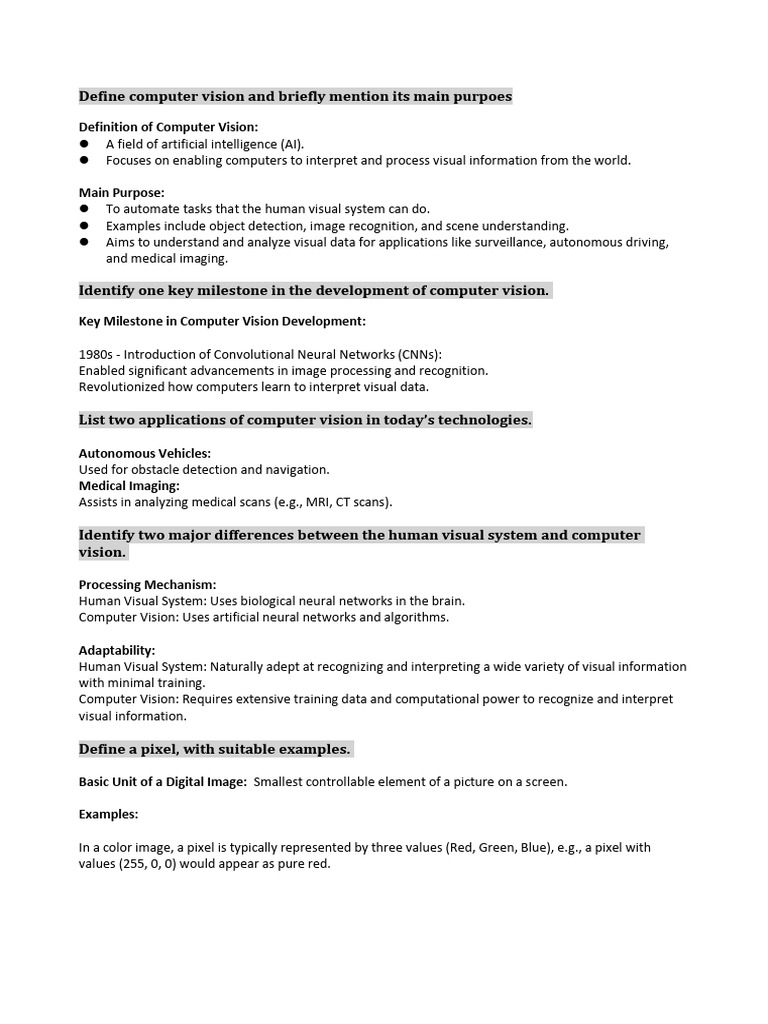 Notes CV | PDF | Computer Vision | 2 D Computer Graphics